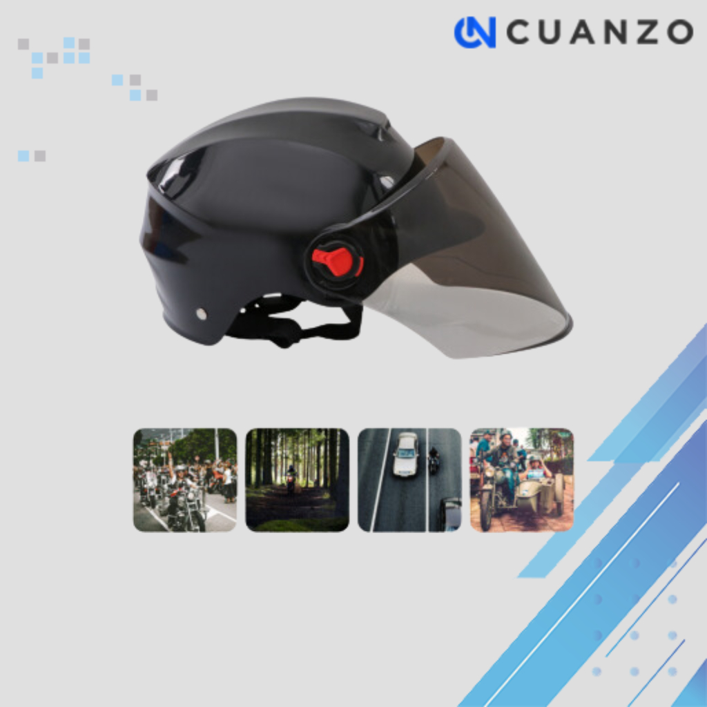 Jual Helm Sepeda Skuter Listrik Half Face Helmet with Visor/Helm Sepeda ...