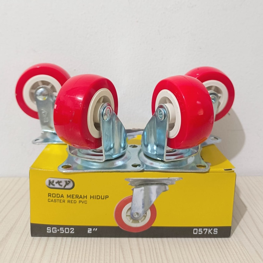 Jual RODA PVC CASTOR HIDUP SWIVEL 2 INCH MERAH 50 MM | Shopee Indonesia