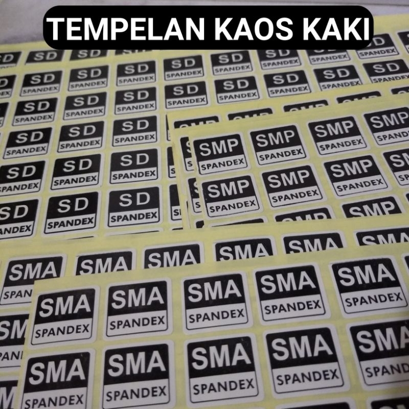 Jual (1 Lembar) Stiker Kaos Kaki SD SMP SMA isi 84-108-144 pcs 7/9/12 ...