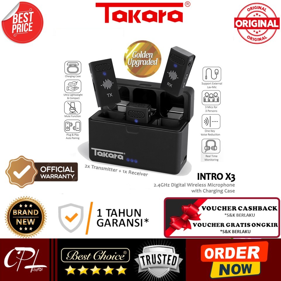 Jual Takara INTRO X3 2.4GHz Digital Wireless Mic Microphone with ...