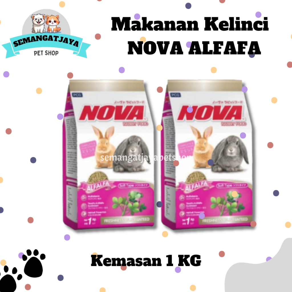 Jual MAKANAN PELET KELINCI NOVA RABBIT FOOD ALFALFA 1KG FRESHPACK ...