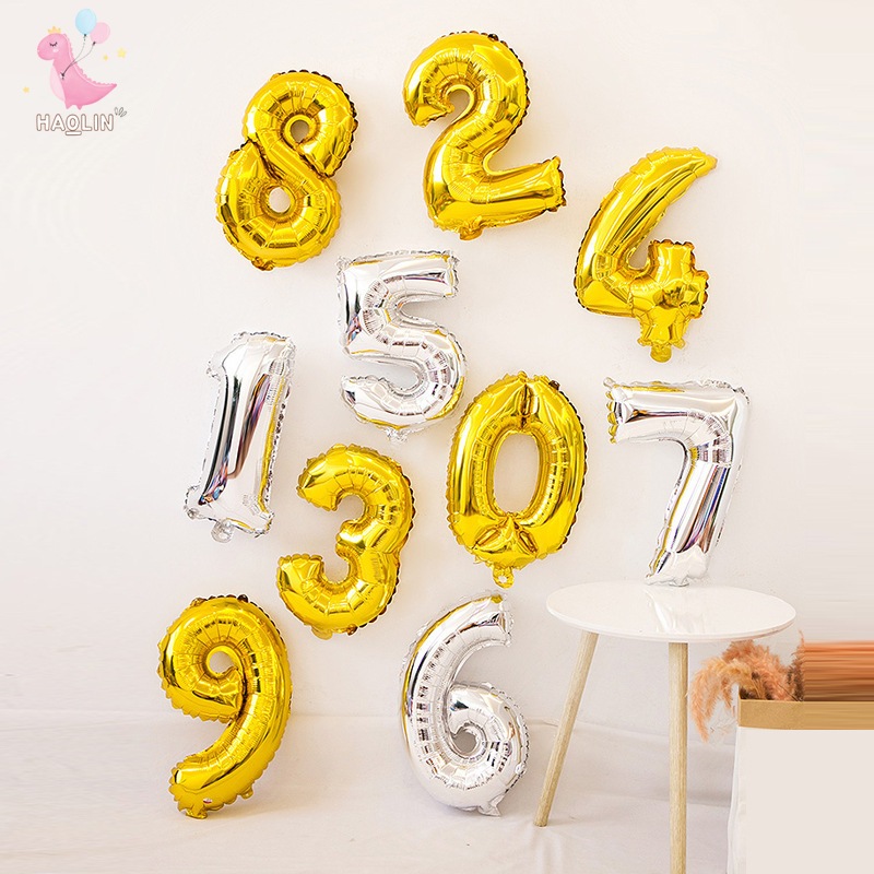 Jual BALON FOIL ANGKA 0-9 WARNA SILVER & GOLD 40CM/16INCH -HL | Shopee ...