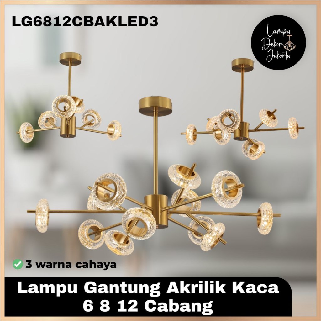 Jual GANTUNG 6 8 12 CABANG BULAT LG6812CBAKLED3 Lampu Hias Minimalis ...