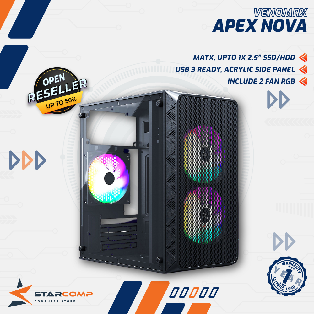 Jual VenomRX Apex Nova M-ATX Case CPU Acrylic Side Panel + 2 Fan RGB ...