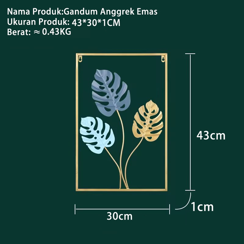 Jual Wall Decor Hiasan Dinding Aesthetic Frame Metal Gold Daun Leaf ...