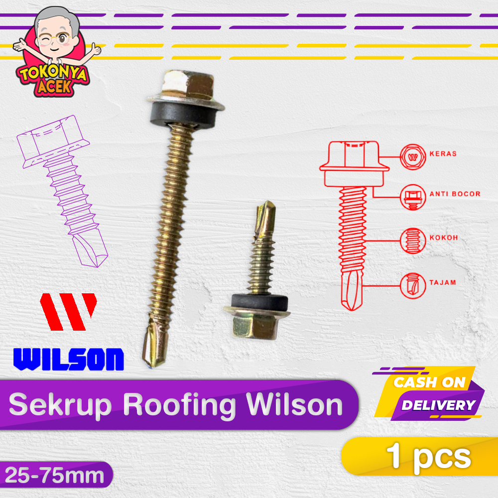 Jual Sekrup Roofing Wilson - Baut Baja Ringan Atap Kuning Karet 12x25 ...