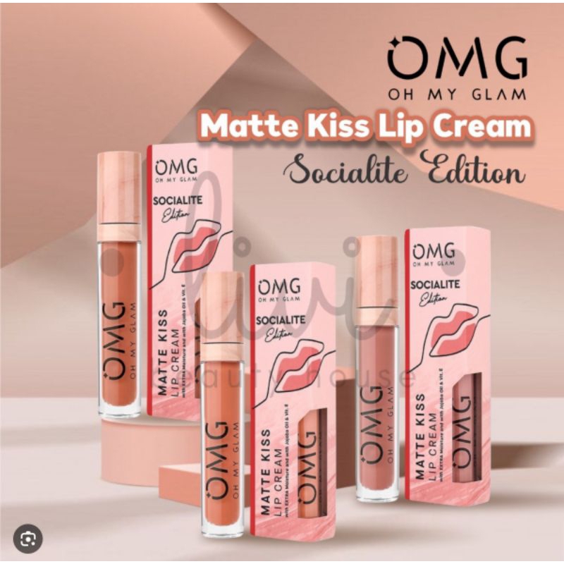 Jual OMG OH MY GLAM MATTE KISS LIP CREAM SOCIALITE EDITION (3,5GR ...