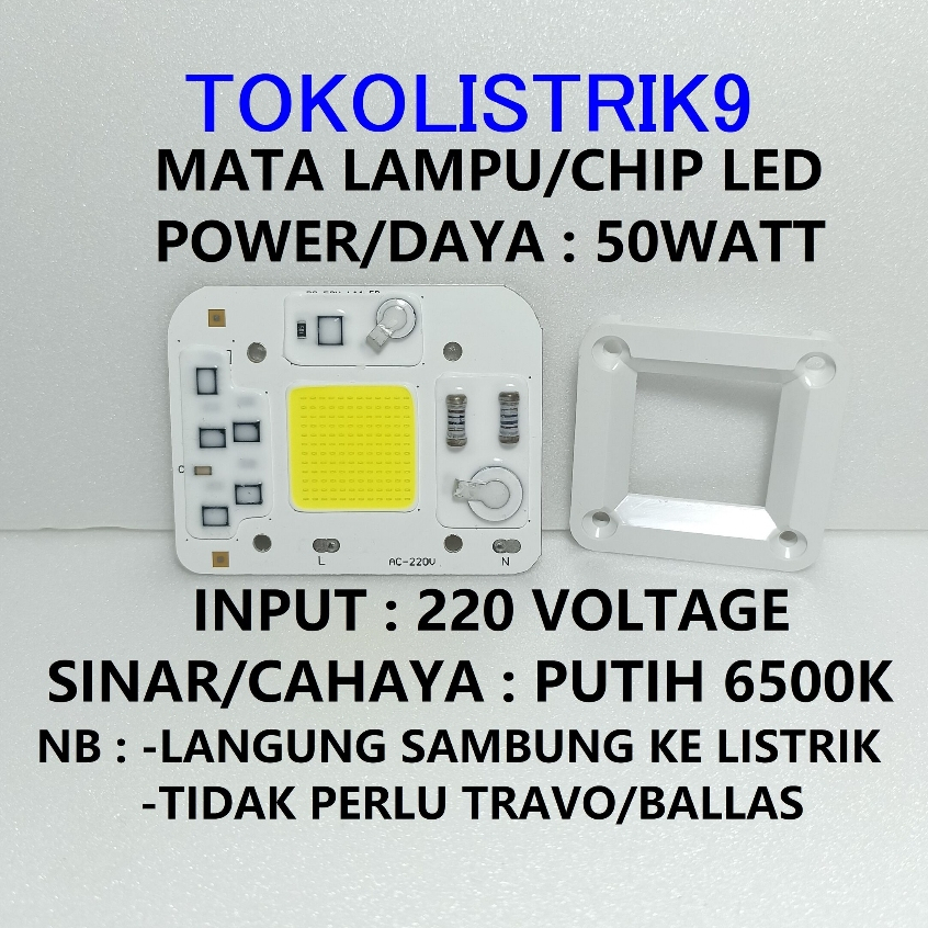 Jual Chip LED 50watt 220Volt AC / Lampu Chip LED 50watt/ Lampu COB LED ...