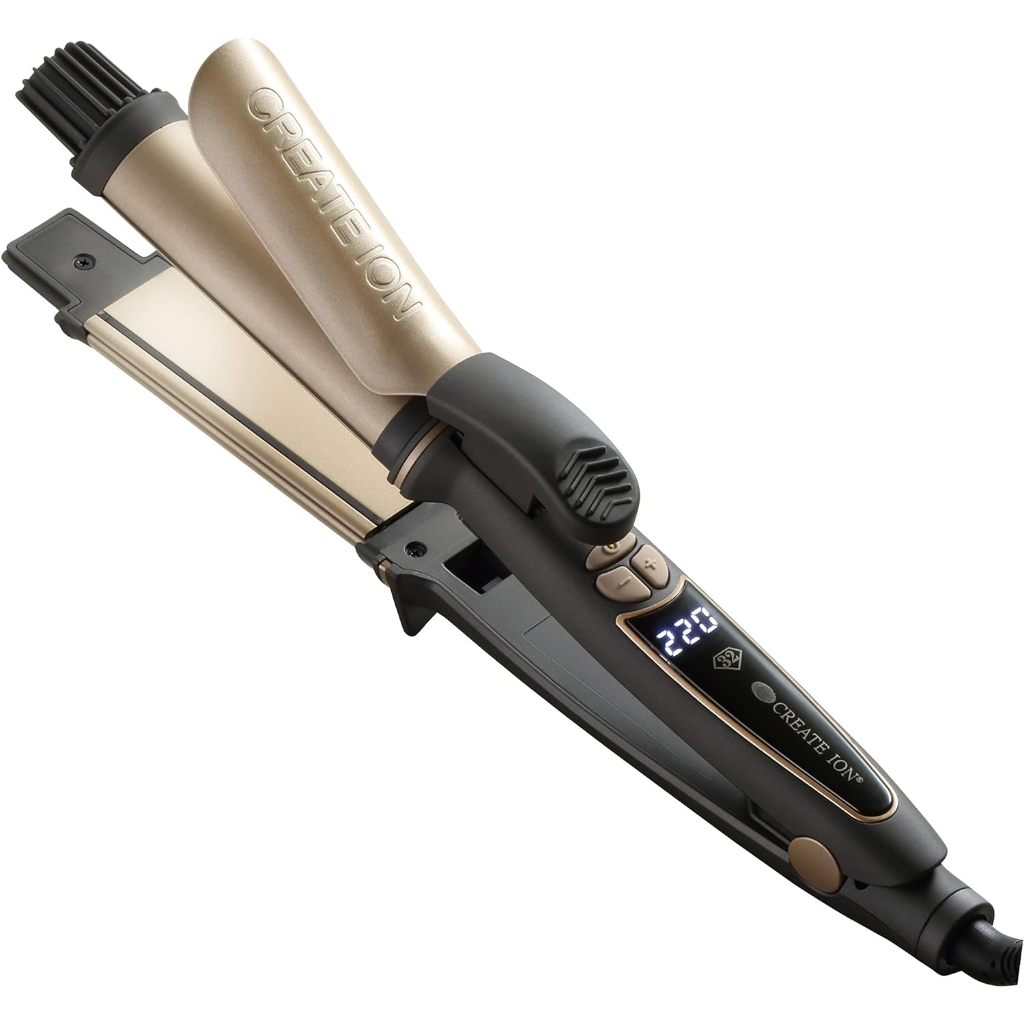 Jual Create Ion Ceramic 2 Way Iron Curling Straight Black/Gold Japan ...