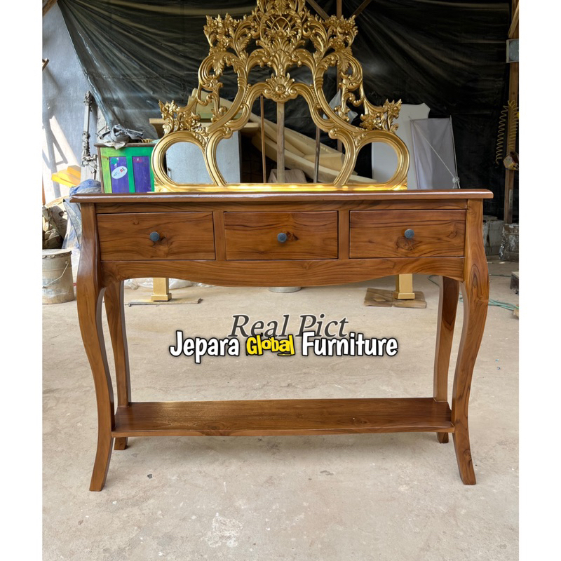 Jual REAL PICT !! Meja Console Jati Laci 3 brown salak (meja konsol ...