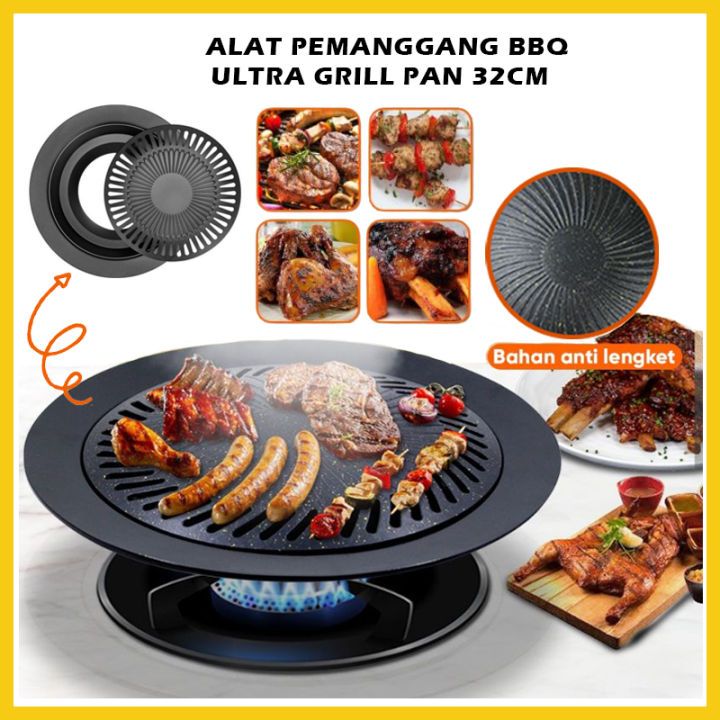 Jual BBQ Grill Pan Bulat Wajan Teflon Besi Panggangan BBQ Besi Bulat ...