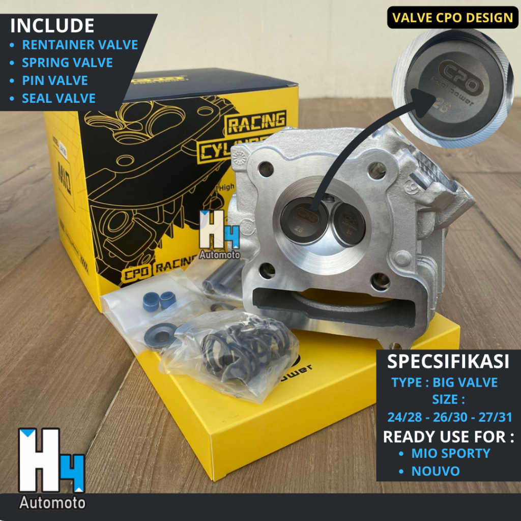 Jual Cylinder Head Blok Head Mio Nouvo Klep Besar 24 28 26 30 27 31 Mio ...