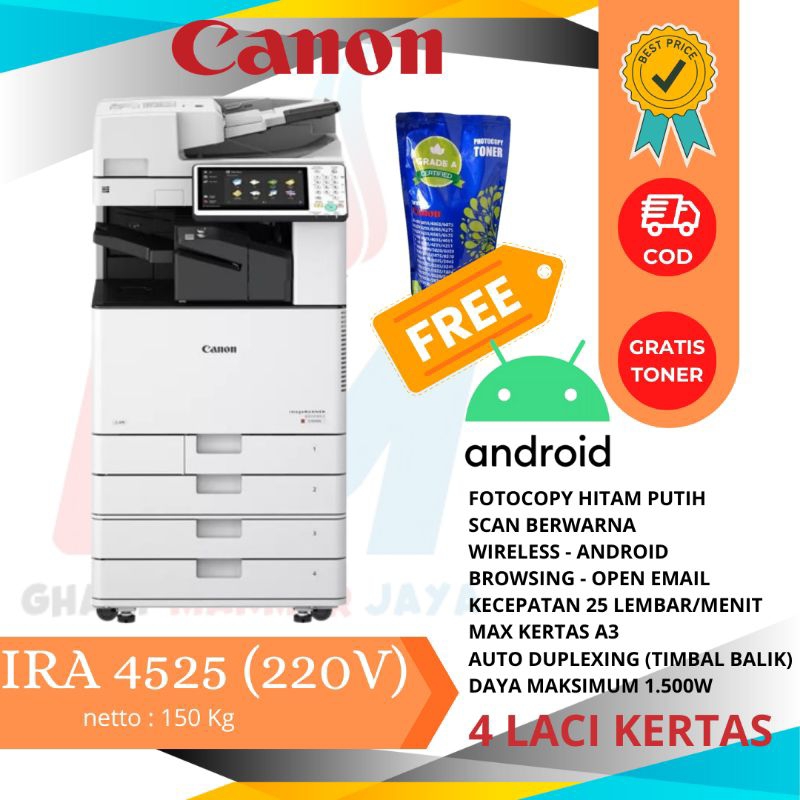 Jual Mesin Fotocopy Canon Rekondisi Import Eropa Type 4525 (220V ...