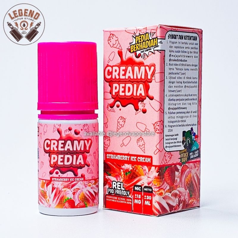 Jual SALT NIC - LIQUID CREAMY PEDIA Strawberry Ice Cream 30ML 15MG ...