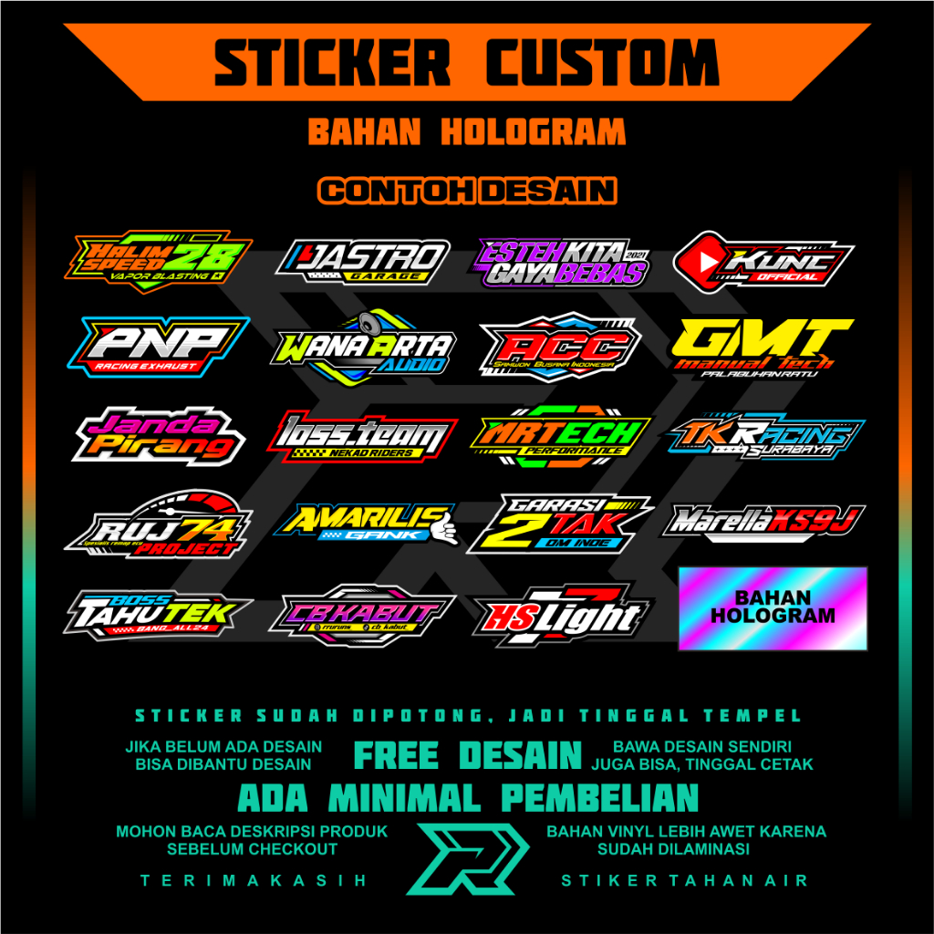 Jual STIKER STICKER CUSTOM HOLOGRAM FREE DESAIN | Shopee Indonesia