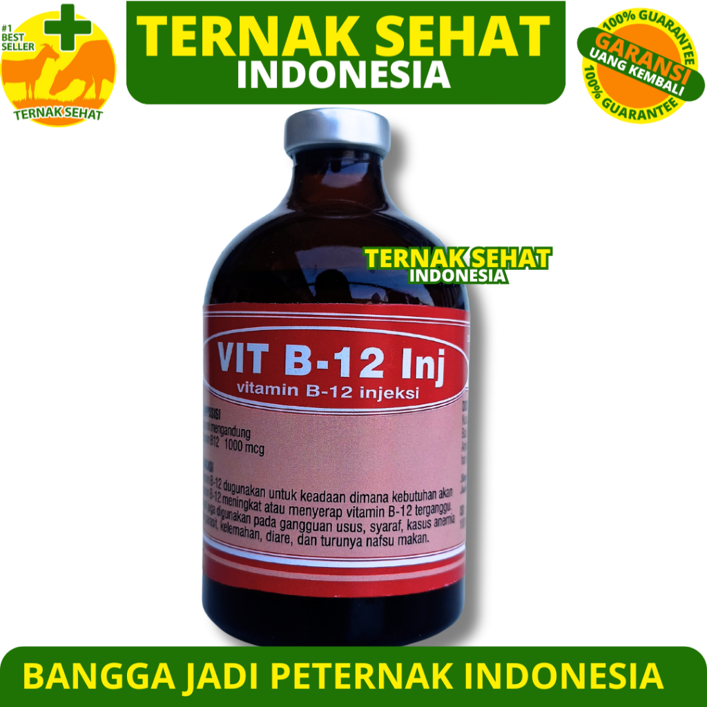 Jual VIT B12 INJ 100ML BOTOL MERAH - Vitamin B12 Hewan - Meningkatkan ...