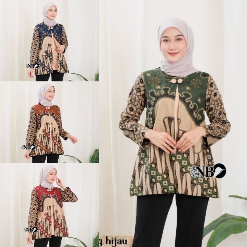 Jual tey-17 Batik wanita ASJ SA HRB026 Kenongo Kemeja Tosca Pendek | Shopee Indonesia