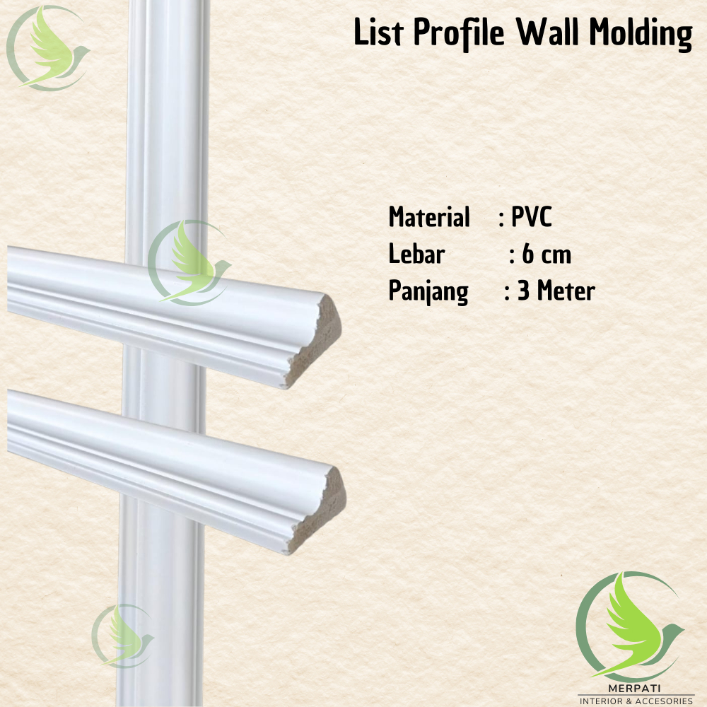 Jual List PVC Wall Molding Lebar 6CM Panjang 2 Meter Kualitas Premium ...