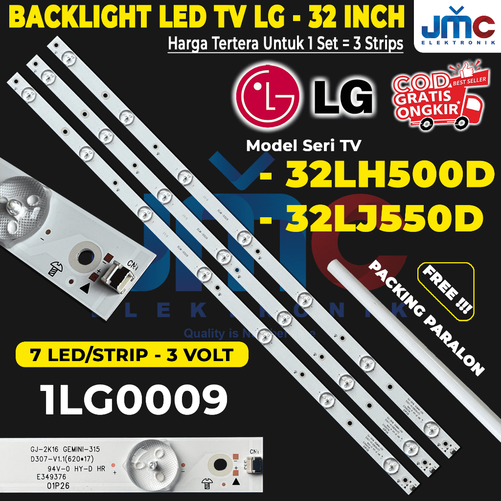 Jual Backlight TV LG 32 Inch 32LH500D 32LJ550D-TA.ATIGLJD 32LV300C GJ-2K16 GEMINI-315 | Shopee ...
