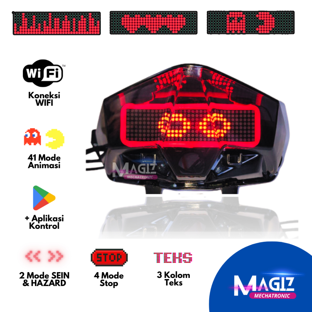 Jual Lampu Rem Teks Berjalan FULL PNP SMOKE Vario 125/150/160 Stop lamp ...