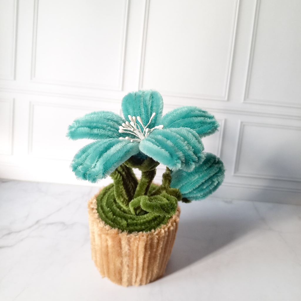 Jual Mini Flower Pot | Bunga Pipe Cleaner Kawat Bulu untuk hiasan meja ...