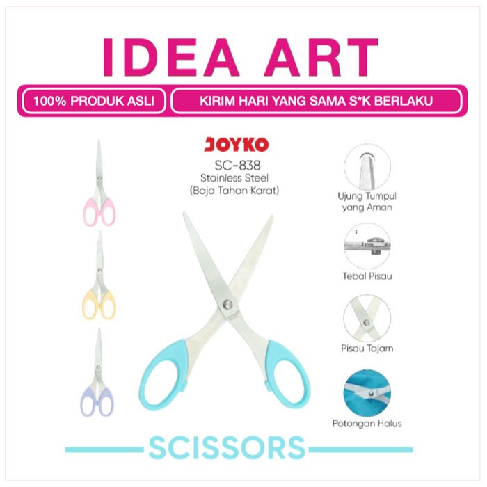 Jual Gunting Scissors Joyko Stainless Tajam 16 cm SC-838 PTL Warna ...