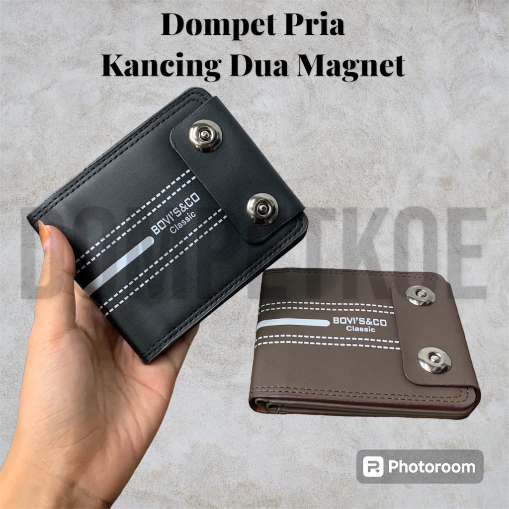 Jual Dompet Pria Remaja dan Dewasa Model Kancing Magnet Dua Kulit ...
