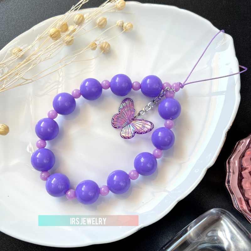 Jual Phone Strap Beads Ungu Series/ Tali Lanyard Handphone Manik Pita ...