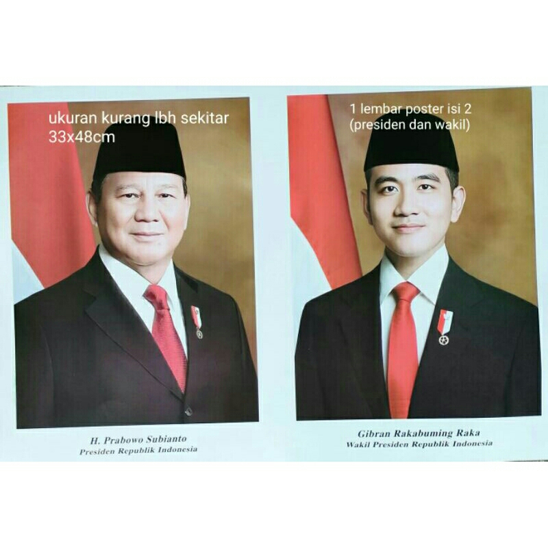 Jual poster gambar presiden dan wakil presiden republik indonesia prabowo subianto gibran ...
