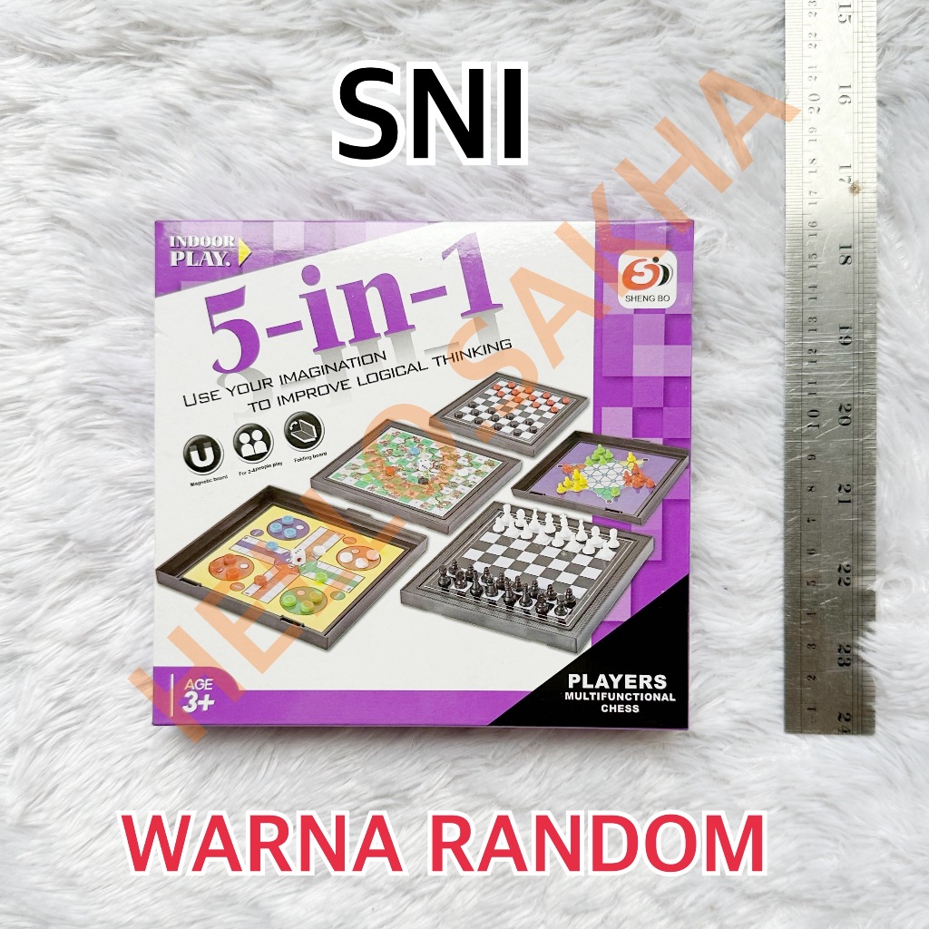 Jual MAINAN NO. S3304 5-IN-1 SHENG BO BOARD GAME CATUR CHESS ULAR TANGGA HALMA LUDO DENGAN ...