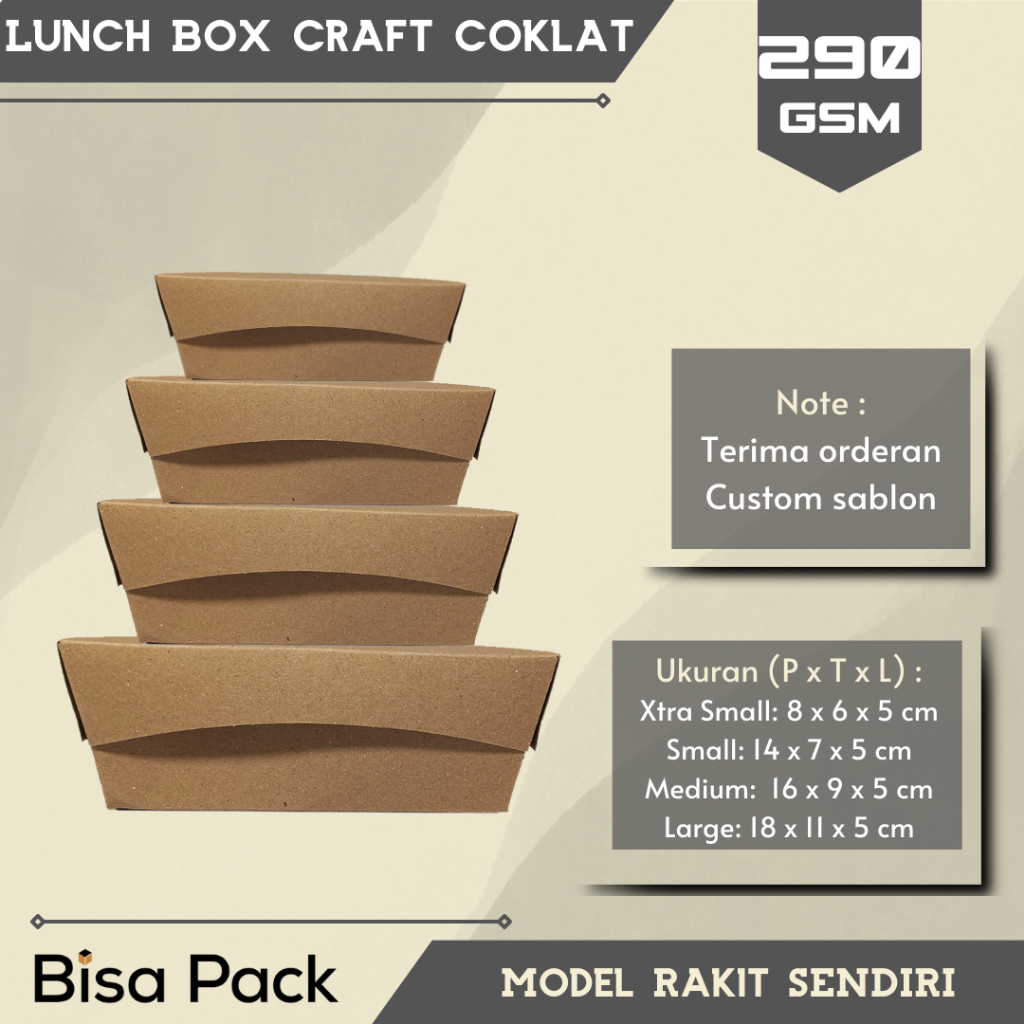 Jual Paper Lunch Box Laminasi Food Grade Eco Kraft Model Rakit Sendiri ...