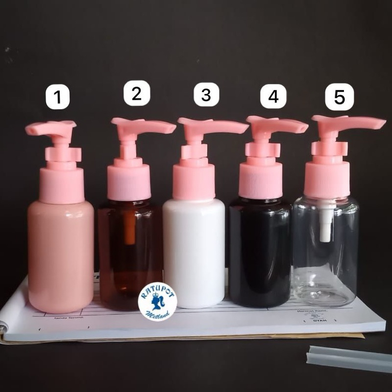 Jual botol tb 60 ml plastik 1.2.3.4.5 pump pink lock pilih botol sesuai ...