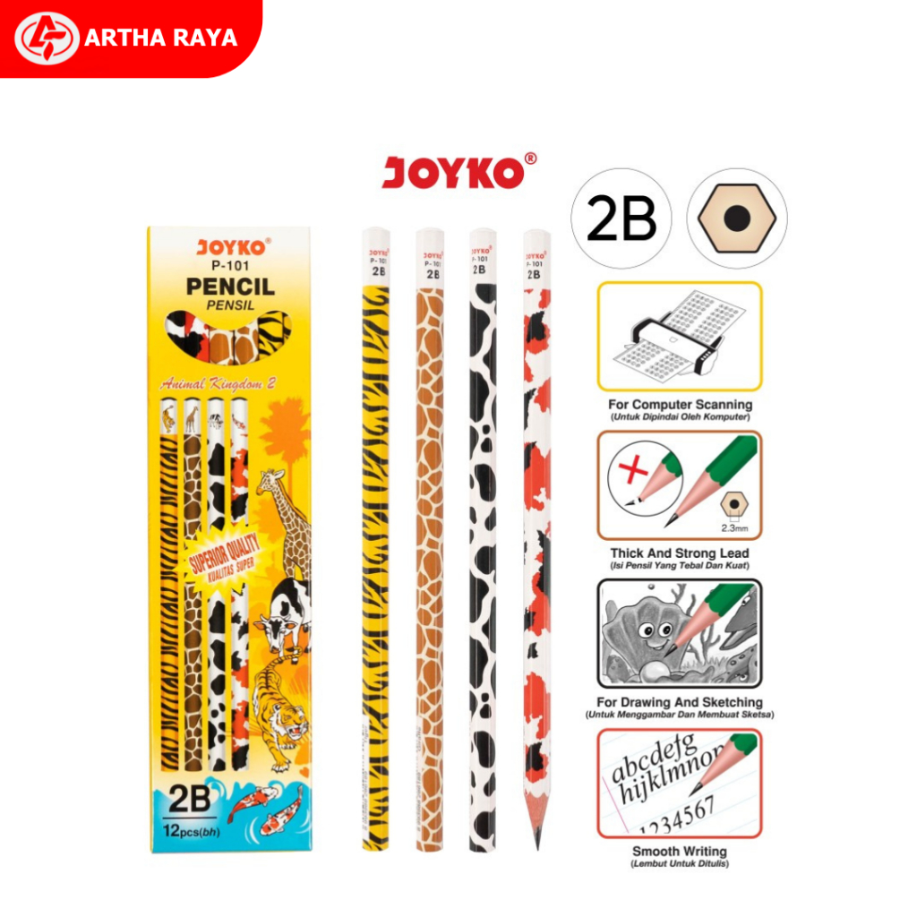 Jual Pensil Joyko P-101 / 2B / Animal Kingdom 2 / 1 BOX 12 PCS | Shopee Indonesia