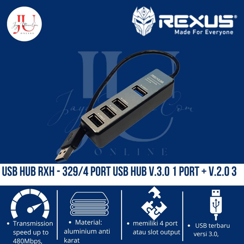 Jual Rexus USB Hub RXH - 329 / 4 Port USB HUB V.3.0 1 Port + V.2.0 3 Super Speed 5120Mbps ...