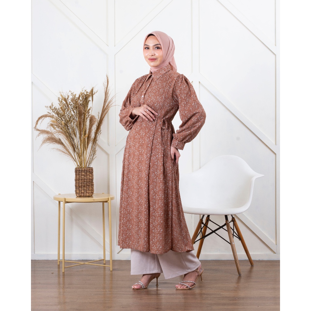 Jual Mayang Collection - Koream Floral Midi Dress | Gamis Tunik Atasan ...