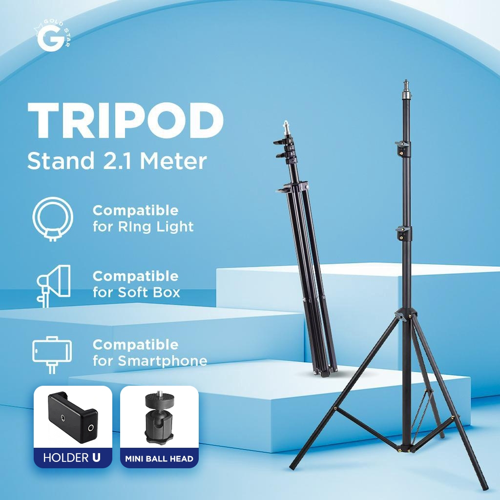 Jual Tripod HP 2 Meter Tripot Handphone Camera Ring Light Include Ball ...