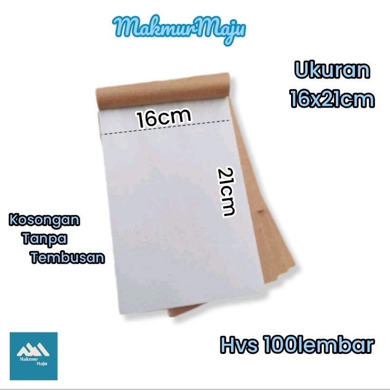 Jual NOTA POLOS KOSONGAN ( tanpa tembusan) HVS ISI 100 LEMBAR 16x21cm ...