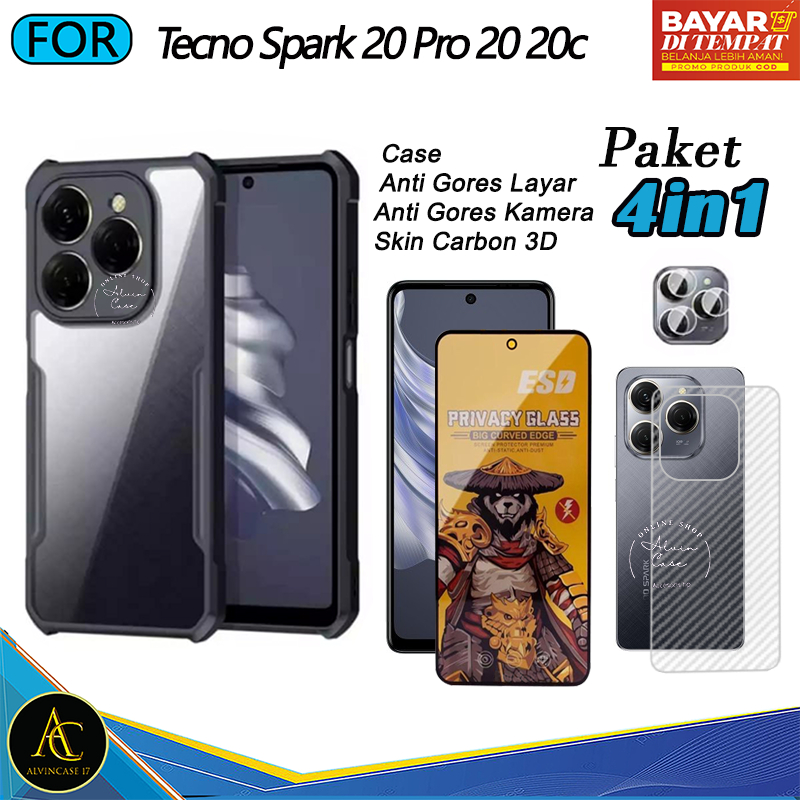 Jual Paket 4in1 Case Tecno Spark 20 20 Pro 20c 10c 10 10 Pro 7 Go 2023 Go 2024 Soft Case Fusion ...