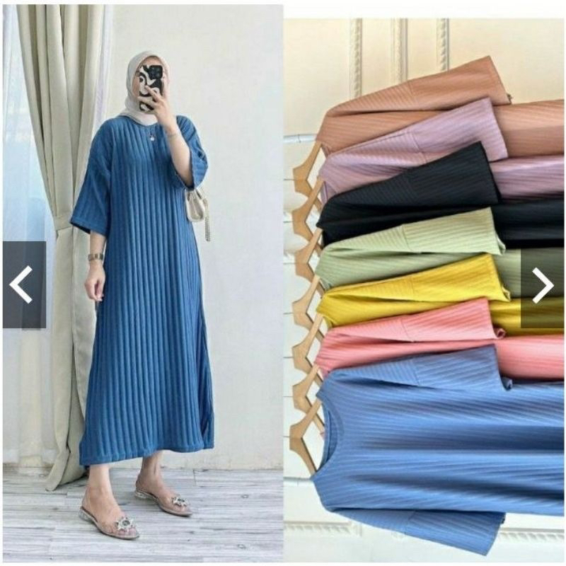Jual Gamis Muslim Knit Hornet Long Dres Muslim Knite Daster Knite | Shopee Indonesia