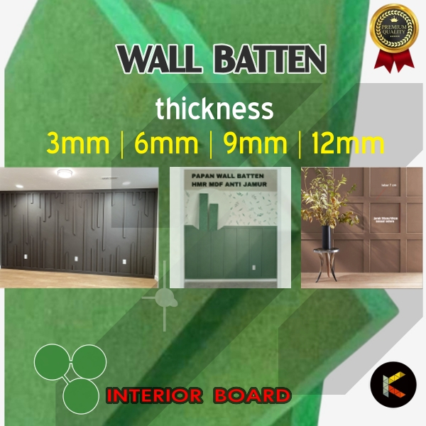 Jual Wall Batten / Wall Panel / Dekorasi dinding / Wall Dekor / Papan MDF 9mm / MDF Hijau / MDF ...