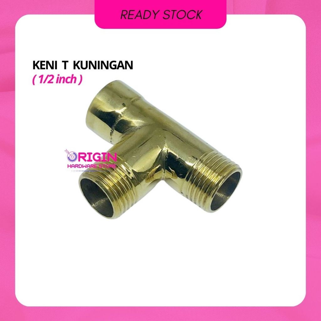 Jual Keni T Shower 1/2 Inch KUNINGAN/Nepel Sambungan Pipa/Air/Kran/Knee ...