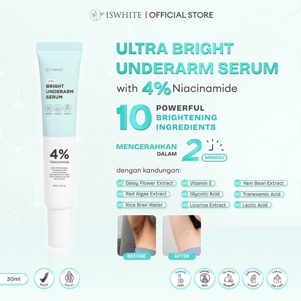 Jual ISWHITE Ultra Bright Underarm Serum with Niacinamide 4% 30ml ...