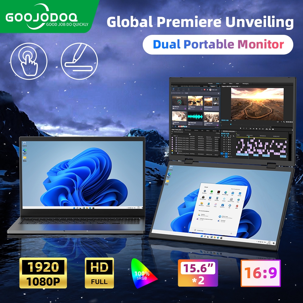 Jual GOOJODOQ Portable Monitor for Laptop 15.6'' 1920*1080P 4K FHD IPS ...