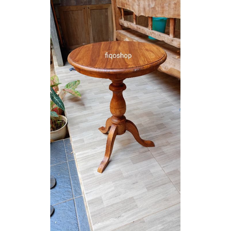 Jual Meja Bulat Kecil Sudut Antik Serbaguna Kayu Jati Furniture Jepara ...