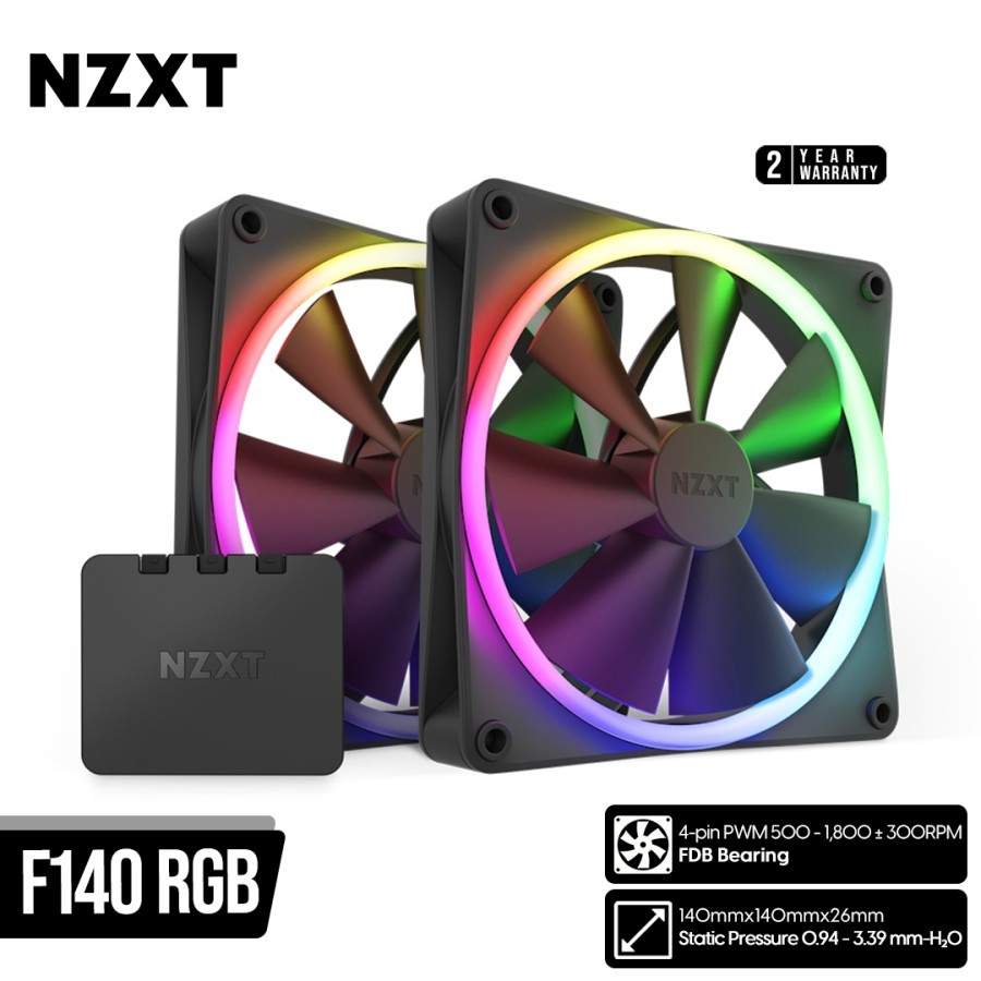 Jual NZXT F140 RGB Twin Pack PWM Fan with RGB Controller | Shopee Indonesia