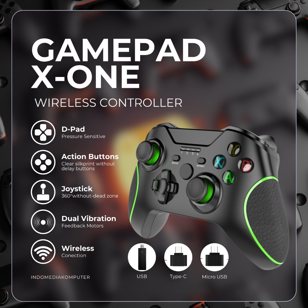 Jual GAMEPAD WIRELESS CONTROLLER X-ONE USB+MICRO+TYPE C | Shopee Indonesia