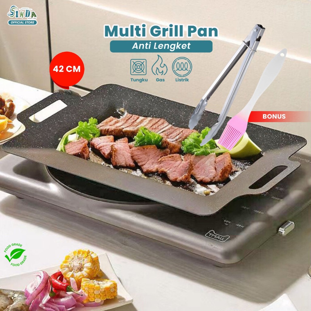 Jual SINDA Grill pan BBQ Datar Wajan Persegi Kebab Anti Lengket ...