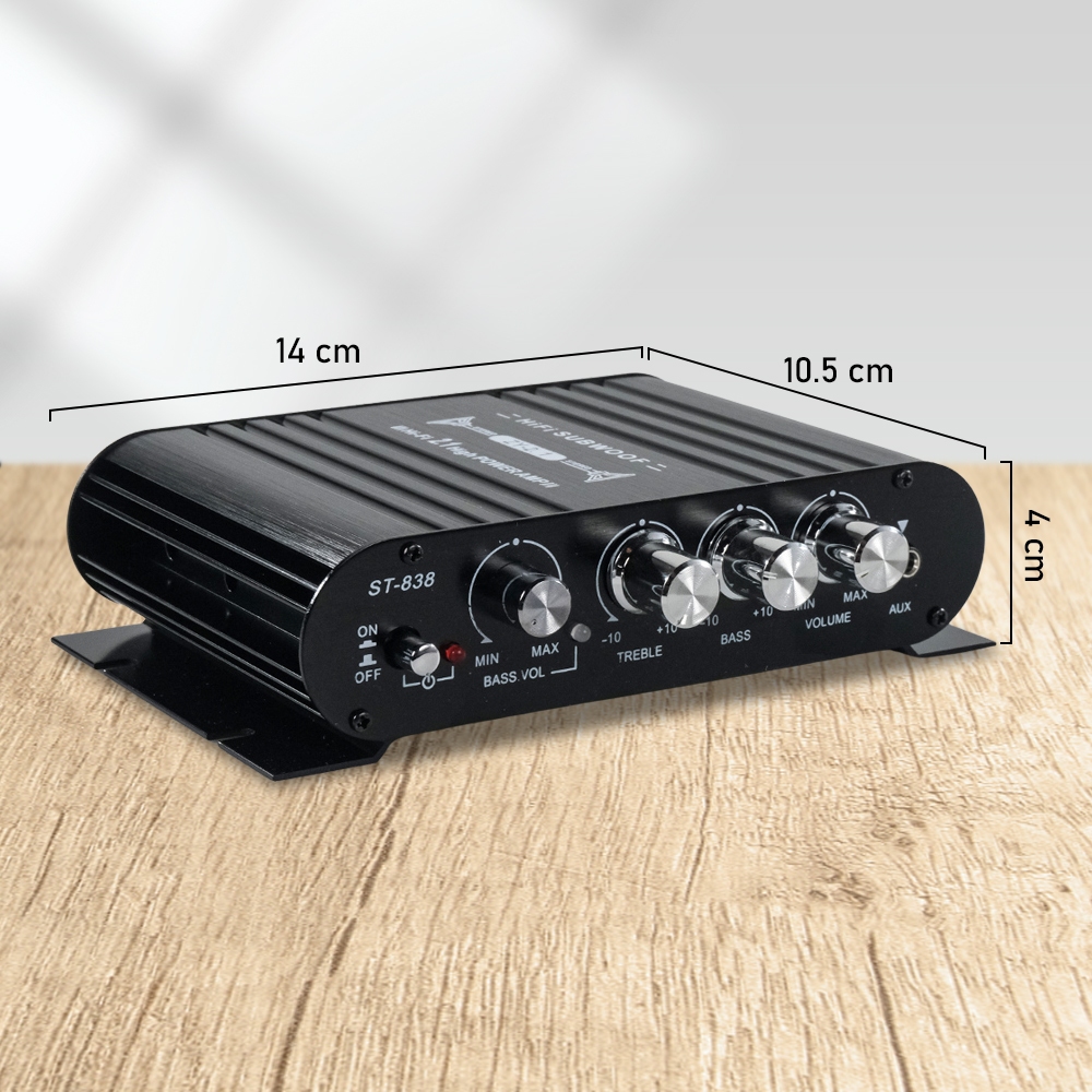 Jual Mini HiFi Stereo Amplifier Treble Bass Booster 12V - LP-838 ...