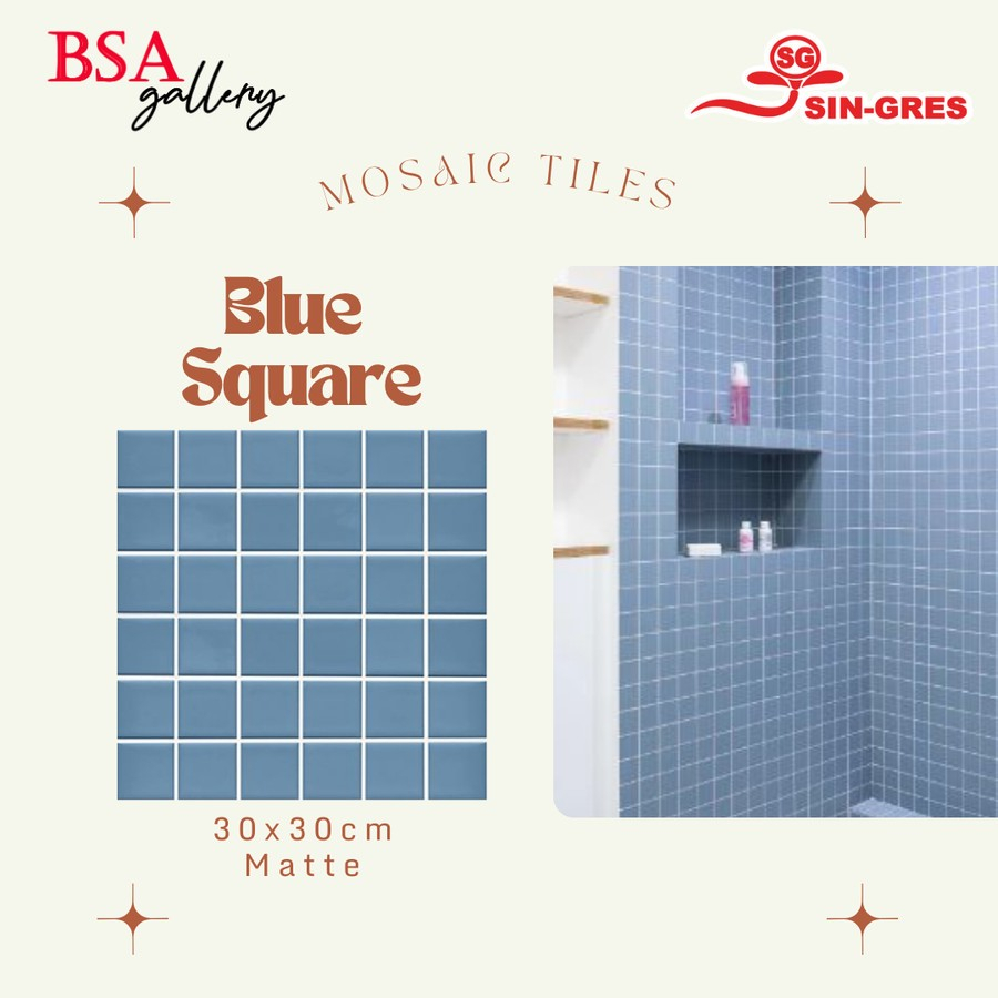 Jual KERAMIK MOSAIC TILE KOTAK BIRU / MOZAIK BLUE SQUARE LANTAI DINDING ...