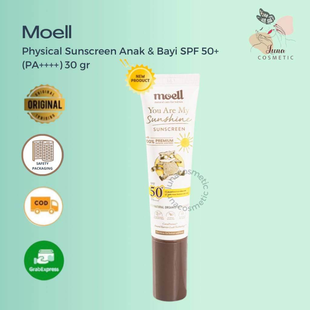 Jual Moell Physical Sunscreen Anak & Bayi SPF 50+ (PA++++) 30 gr ...